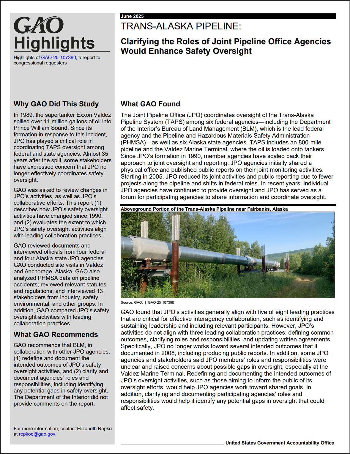 GAO report looks at Joint Pipeline Office